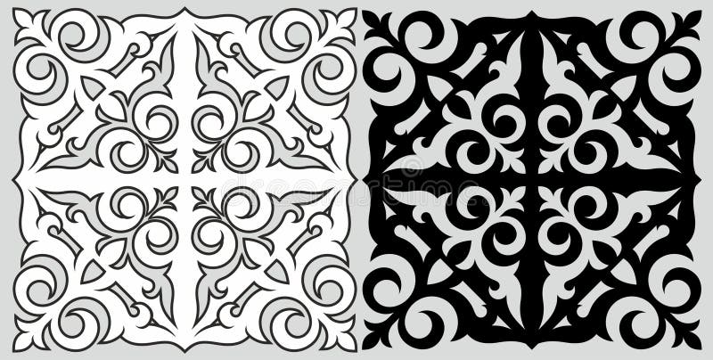 Kazakh pattern stock vector. Illustration of form, bend - 14251775