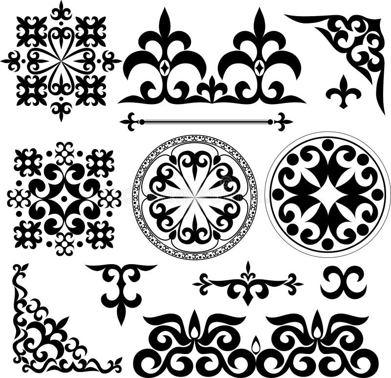 Kazakh patterns stock vector. Illustration of embroidery - 51214647