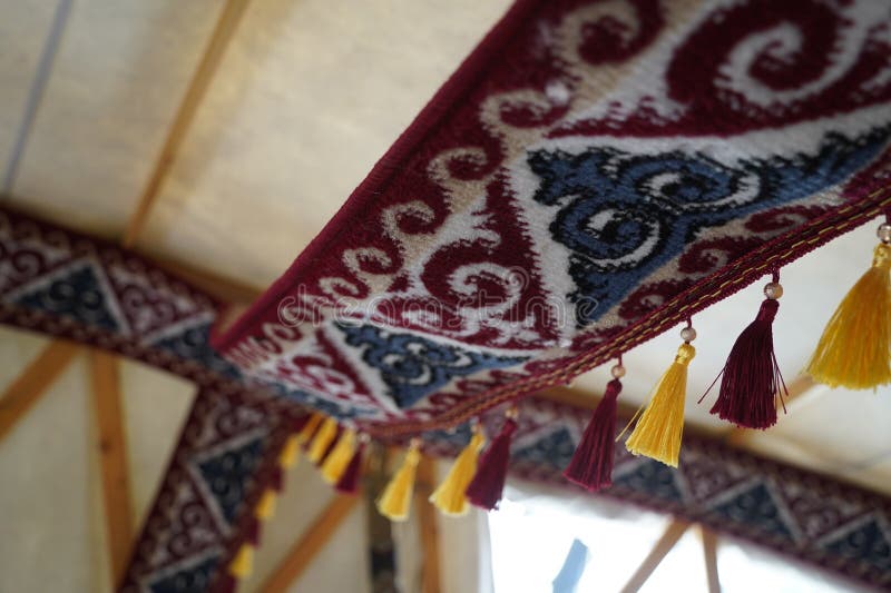 Kazakh Traditional Patterns in a Yurt Stock Image - Image of decoration ...