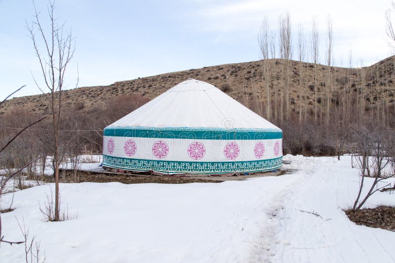 Kazakh Yurt Camping in the Winter Stock Photo - Image of desert, gobi ...