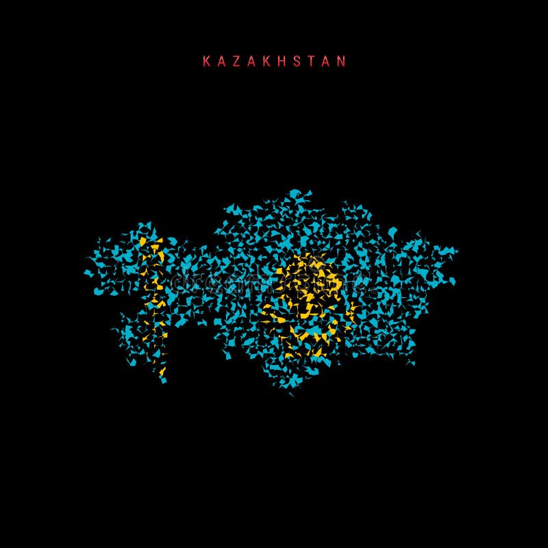 Kazakhstan Flag Map, Chaotic Particles Pattern in the Kazakh Flag ...