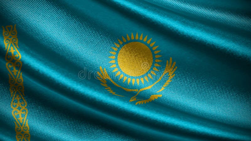 Kazakhstan Flag with Realistic Silky Wave Texture Stock Image - Image ...