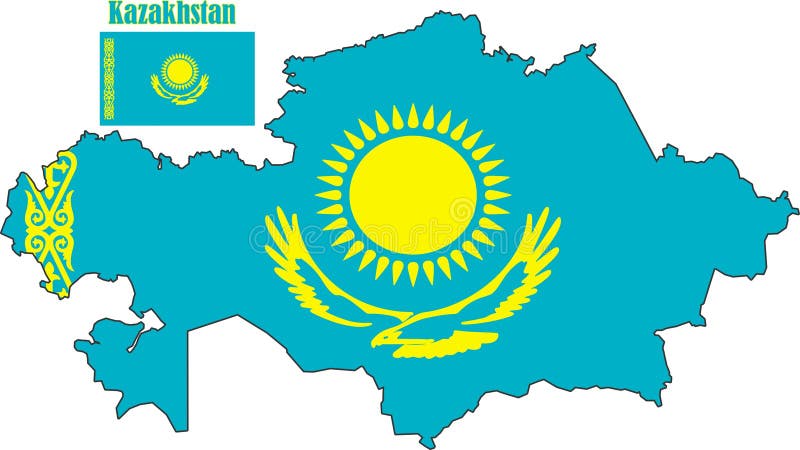 Kazakhstan Map and Flag Illustration Vector Stock Vector - Illustration ...