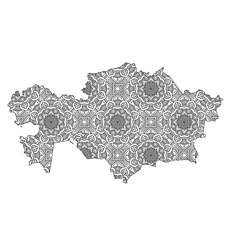 Kazakhstan Map with Mandala Design Stock Vector - Illustration of land ...