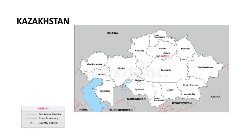 Kazakhstan Map. State Map of Kazakhstan. Administrative Map of ...