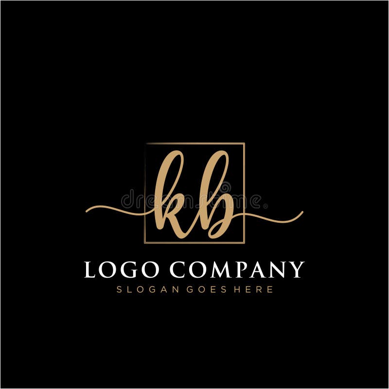 KB Initial Handwriting Logo with Rectangle Template Vector Stock Vector ...