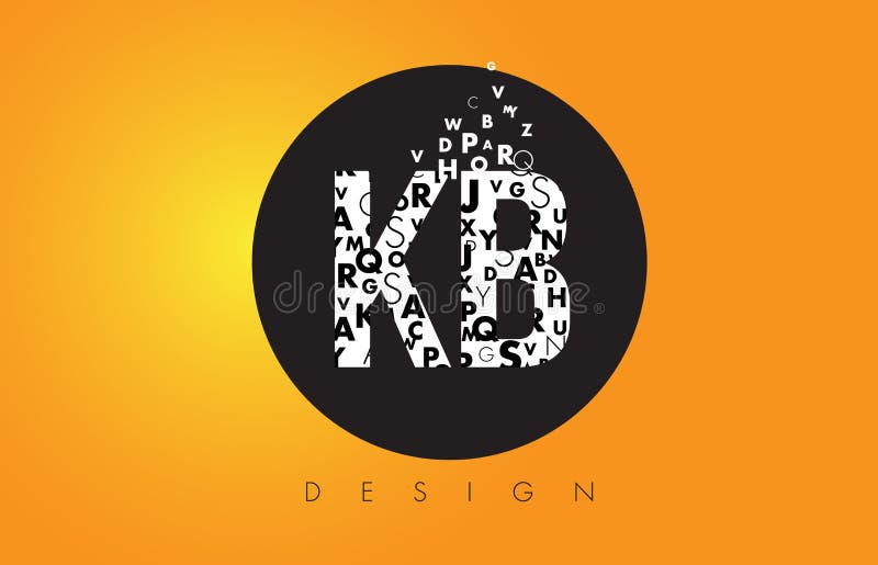 KB K B Logo Made of Small Letters with Black Circle and Yellow B Stock ...