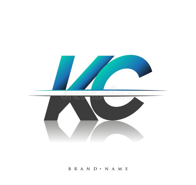 KC Initial Logo Company Name Colored Black and Blue, Simple and Modern ...