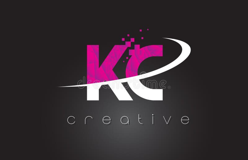 KC K C Creative Letters Design with White Pink Colors Stock Vector ...