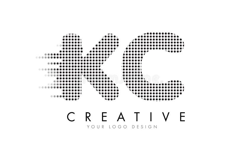 KC K C Letter Logo with Black Dots and Trails. Stock Vector ...