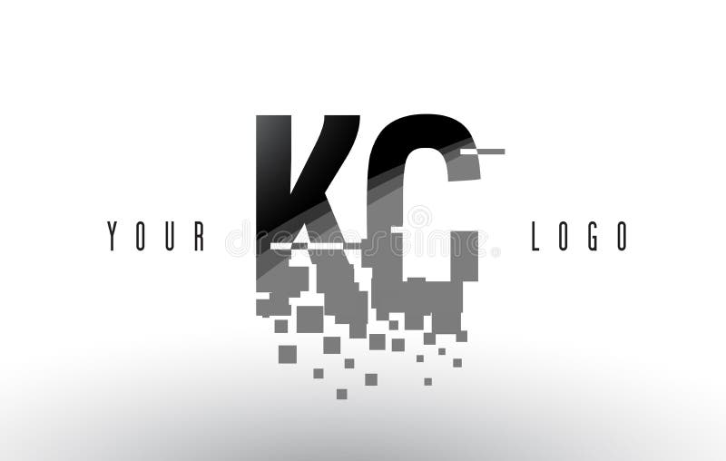 KC K C Pixel Letter Logo with Digital Shattered Black Squares Stock ...