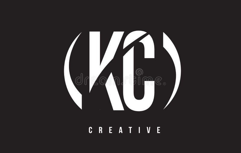KC K C White Letter Logo Design with Black Background. Stock Vector ...