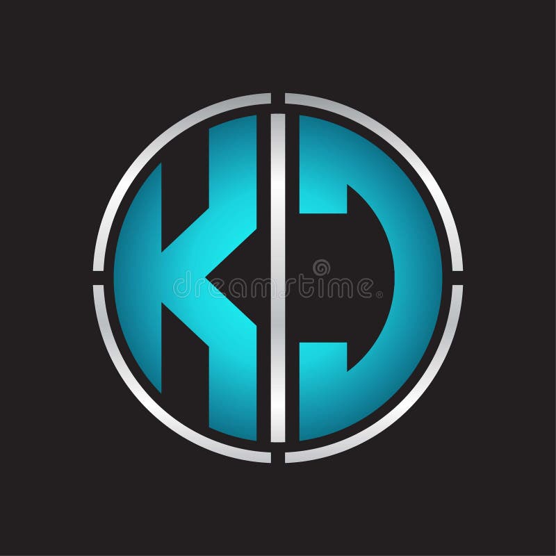 KC Logo Initial With Circle Line Cut Design Template On Blue Colors ...