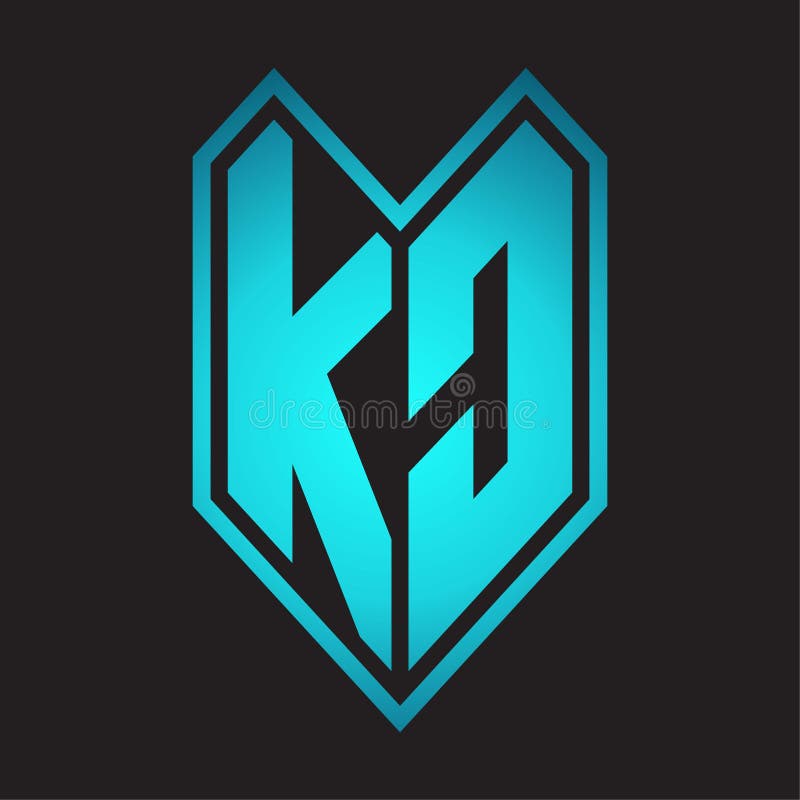 KC Logo Monogram with Emblem Line Style Isolated on Blue Gradient ...