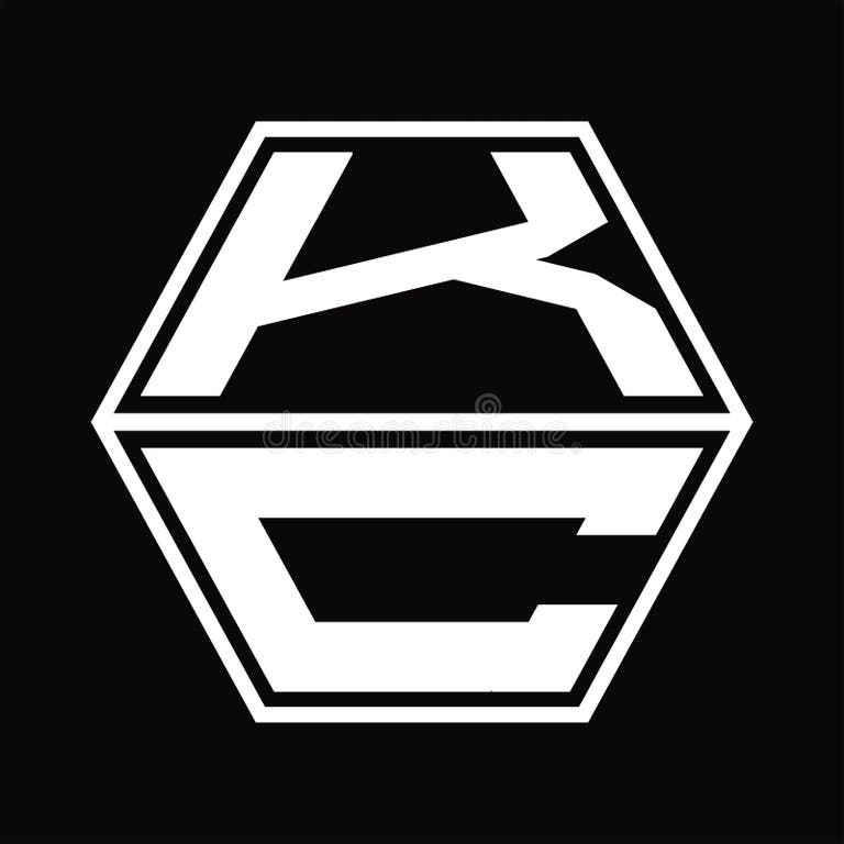 KC Logo Monogram with Hexagon Shape Up and Down Design Template Stock ...