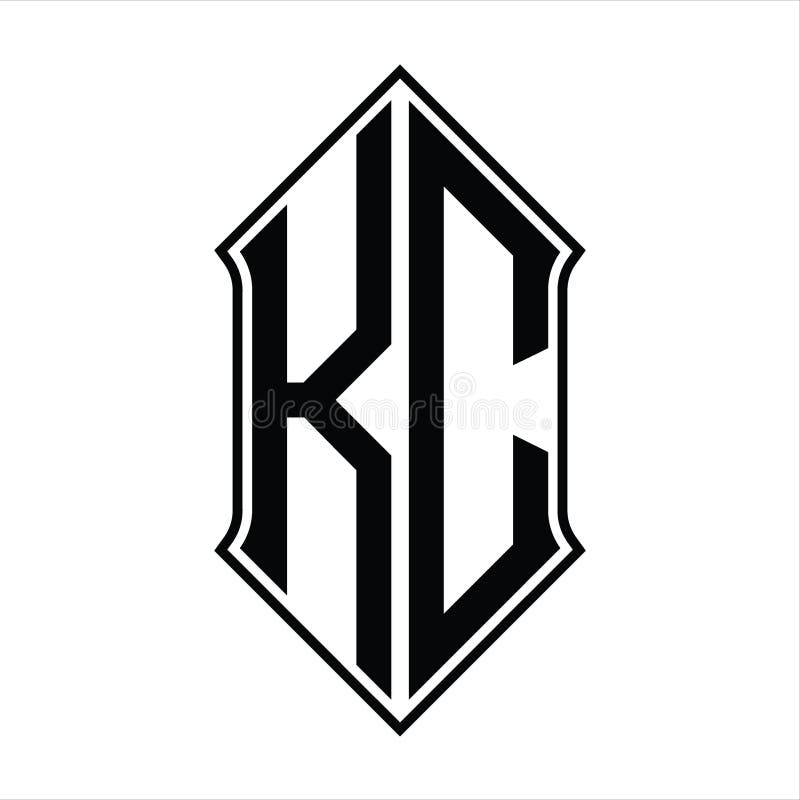 KC Logo Monogram with Shieldshape and Outline Design Template Vector ...