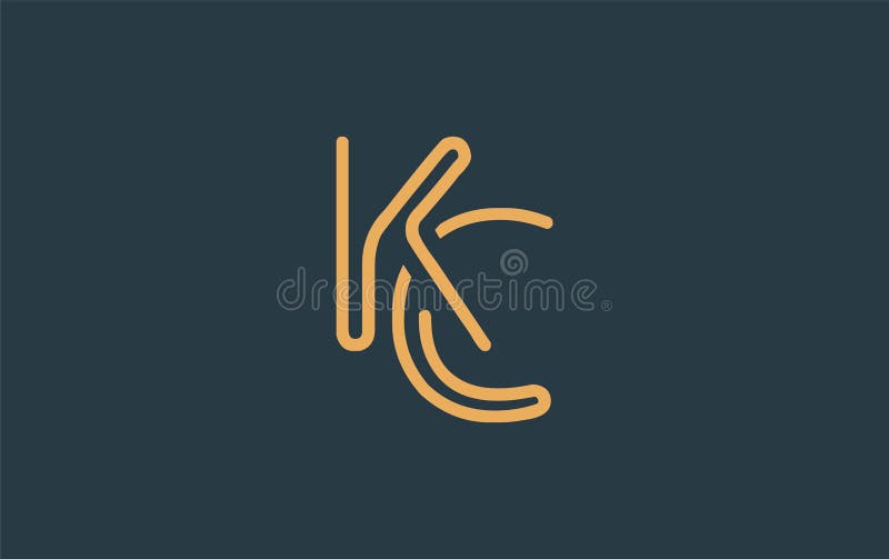 KC Minimalistic Line Art Logo Design with Abstract Lettering Stock ...