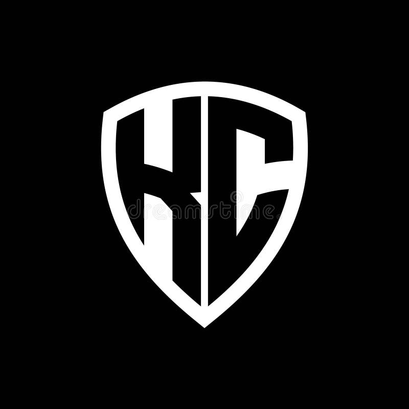 KC Monogram Logo with Bold Letters Shield Shape with Black and White ...