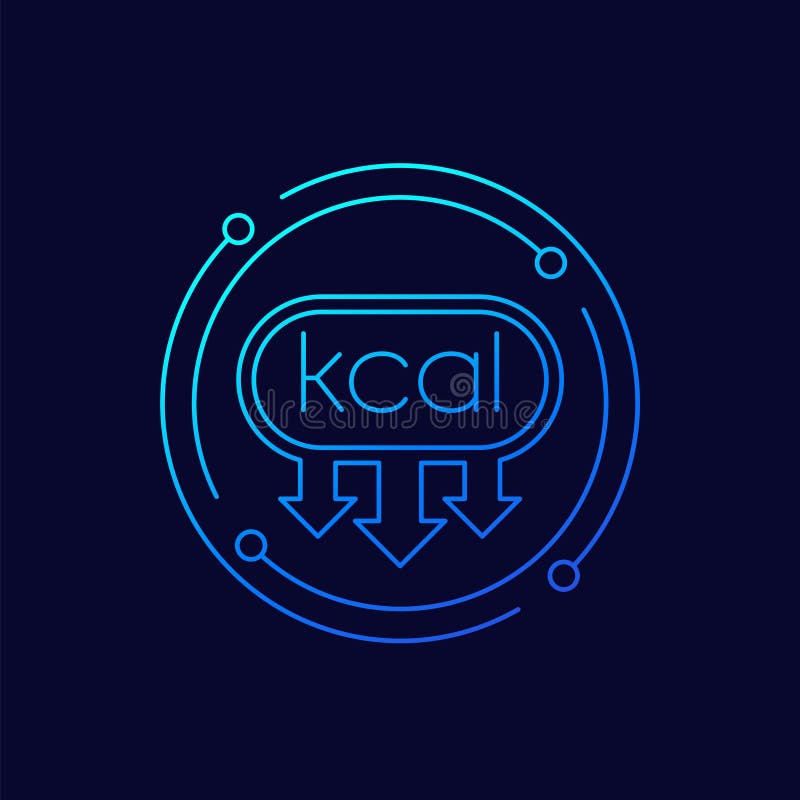 Kcal, Kilocalorie Reducing Icon, Linear Design Stock Illustration ...