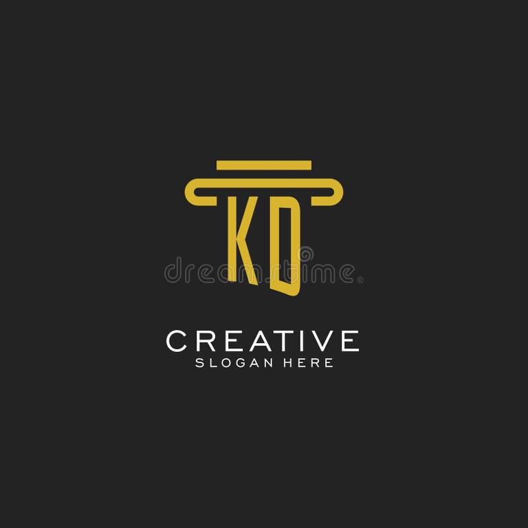 KD Initial Logo with Simple Pillar Style Design Stock Illustration ...