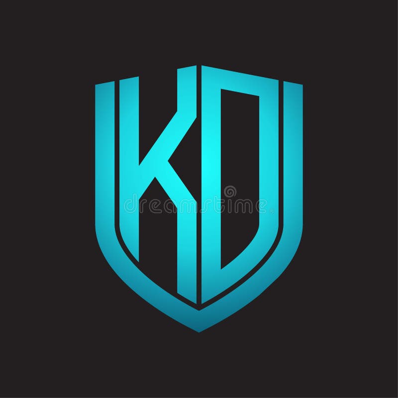 KD Logo Monogram with Emblem Shield Design Isolated with Blue Colors on ...