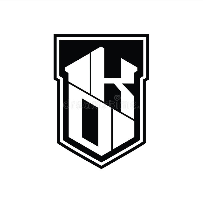 KD Logo Monogram Hexagon Geometric Up and Down Inside Shield Isolated ...