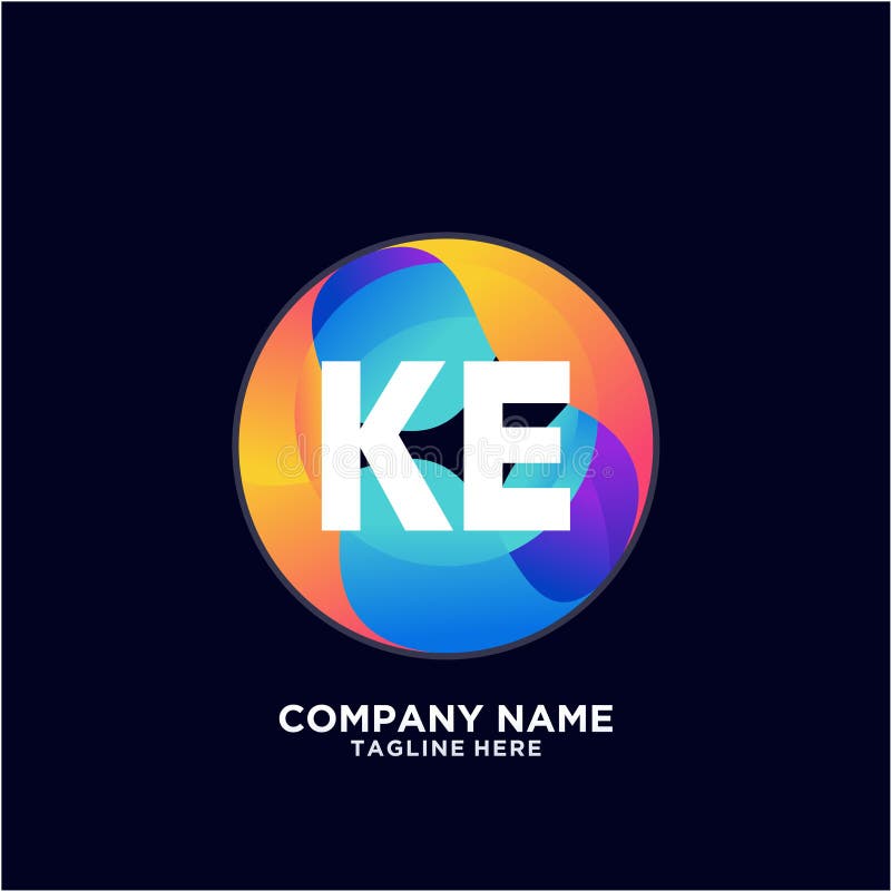 KE Initial Logo with Colorful Circle Template Vector Stock Vector ...