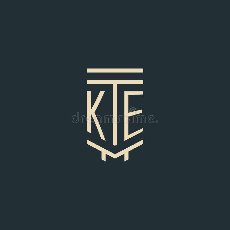 KE Initial Monogram with Simple Line Art Pillar Logo Designs Stock ...