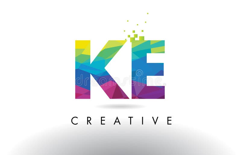 KE K E Colorful Letter Origami Triangles Design Vector. Stock Vector ...