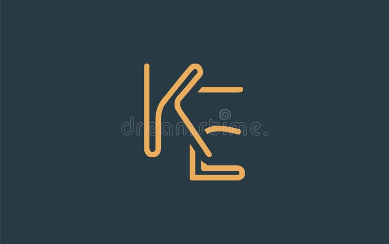 KE Minimalistic Line Art Logo Design with Abstract Lettering Stock ...