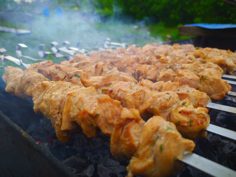 Kebab Barbecue on the Grill Stock Image - Image of curry, grill: 187588411