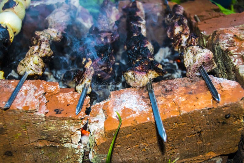An Oven with Coal Fter Firewood. Cooking Outdoor Stock Image - Image of ...