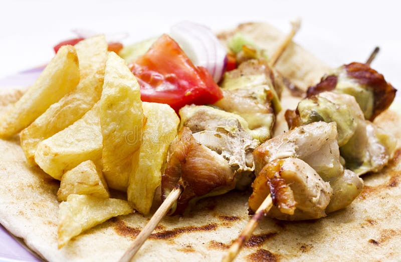 Souvlaki Grec Nourriture Traditionnelle Savoureuse De Viande De Cooki ...