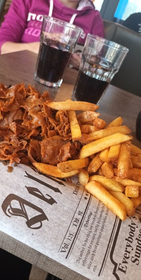 Kebab and french fries editorial stock photo. Image of french - 267707763