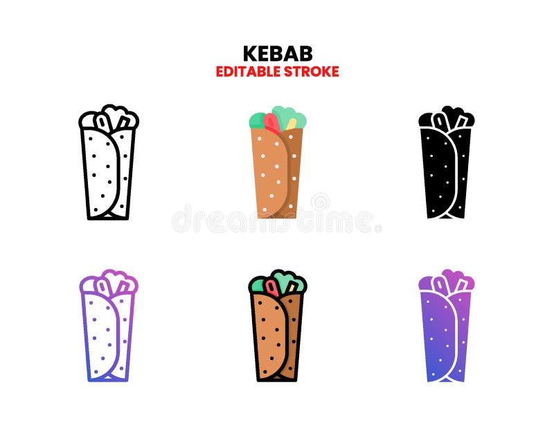 Kebab Icon Set with Different Styles. Stock Vector - Illustration of ...
