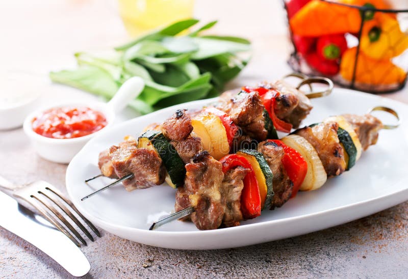 Kebab stock image. Image of barbecue, roasted, overhead - 101015045
