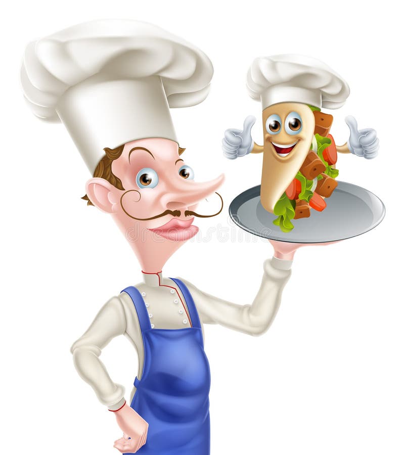 Kebab Chef Man stock vector. Illustration of doner, cartoon - 57259683