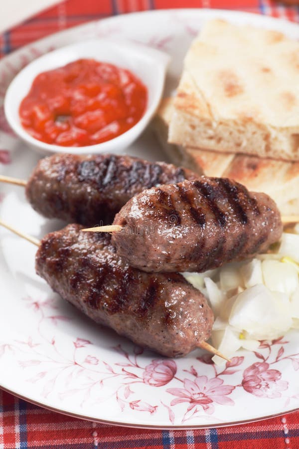 Kebab, minced meat skewer stock image. Image of foreground - 38792955