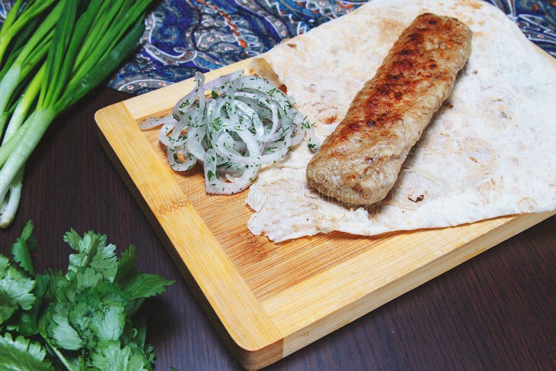 Kebab of minced meat stock photo. Image of cuisine, kebab - 93054548