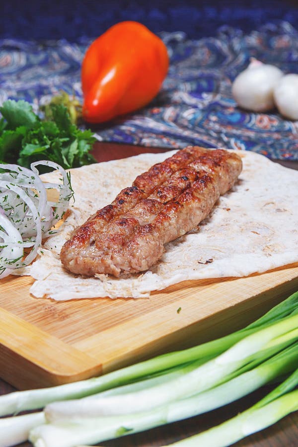 Kebab of minced meat stock image. Image of alternatives - 93054709