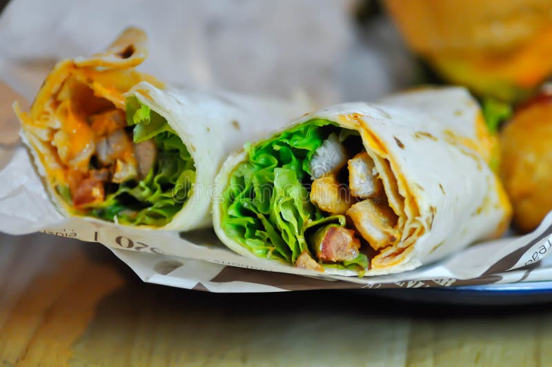 Kebab ,pork Wraps or Taco or Vegetable Roll or Mexican Rolls Stock ...