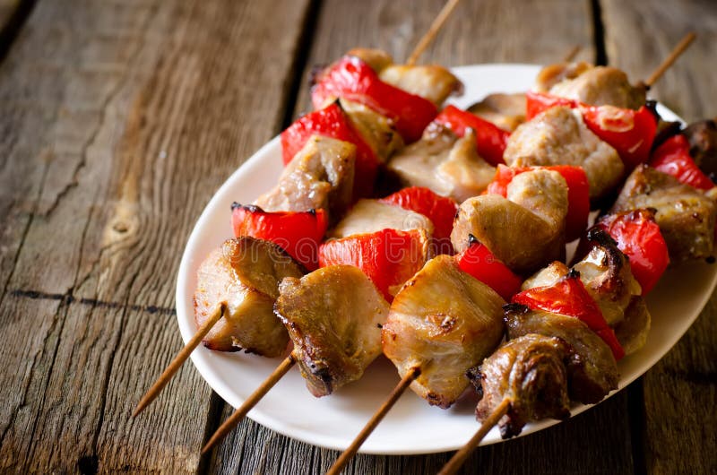 Kebab with red pepper stock image. Image of grill, skewer - 40273199