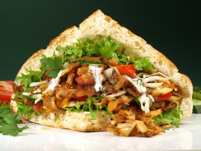 Kebab Sandwich with Grilled Meat Stock Photo - Image of kebab, doener ...