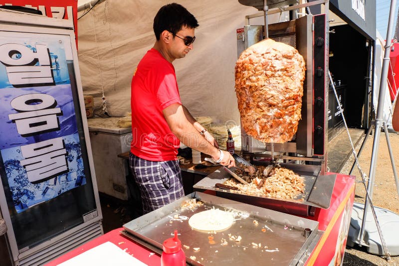 Seller of Kebab Skewers at Myeongdong Open Market Seoul Editorial Stock ...