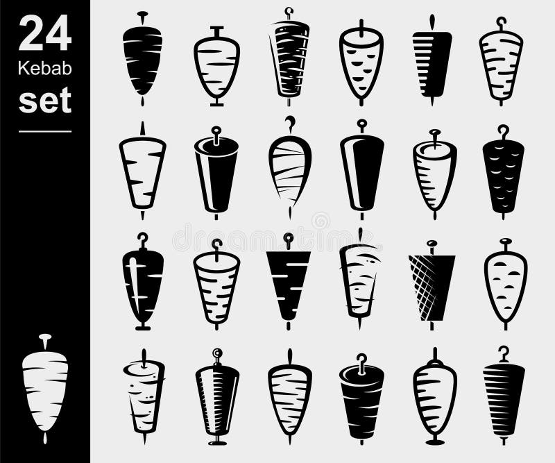 Kebab Set. Collection Icon Kebabs Stock Vector - Illustration of ...