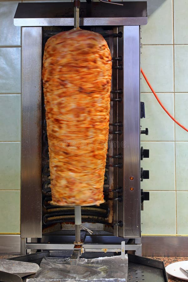 Kebab Skewer with Meat that Rotates on Itself with a Movement Effect in ...