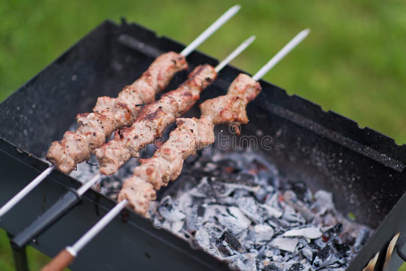 Kebabs for Barbecue Summer Time on the Nature Stock Image - Image of ...
