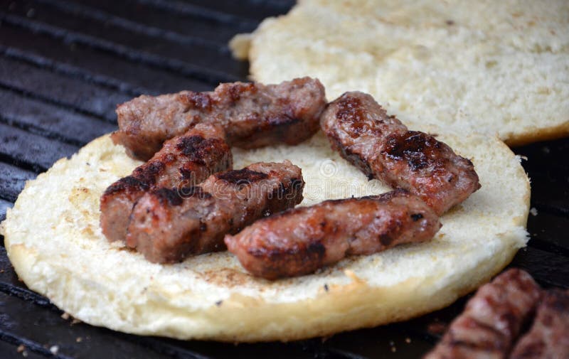 Kebabs on a bread on grill stock image. Image of bread - 44987553