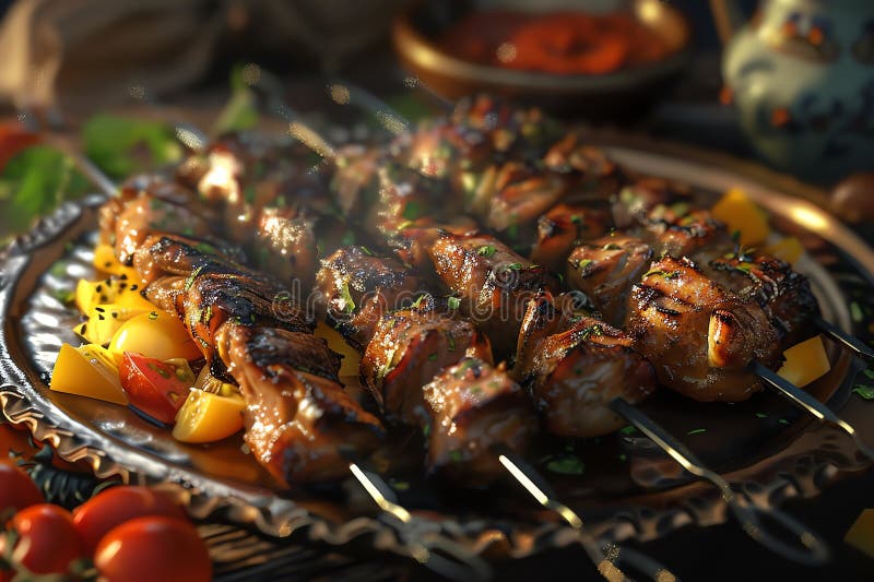 Kebabs islamic arabic food stock illustration. Illustration of dish ...