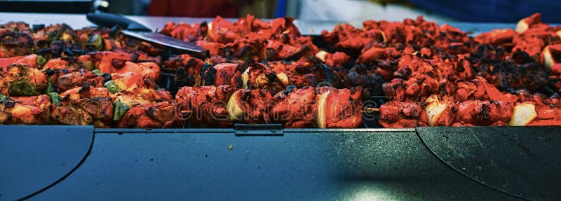Kebabs at Night Market stock image. Image of chicken - 162190789